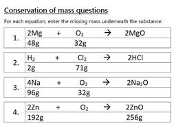 Conservation of mass worksheet/powerpoint | Teaching Resources