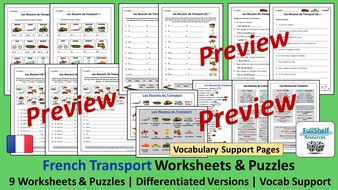 French Transport Worksheets | Teaching Resources
