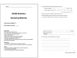 Sampling Methods Exam Questions | Teaching Resources