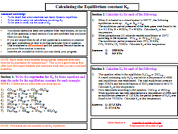 Chemical Equilibria Kp | Teaching Resources