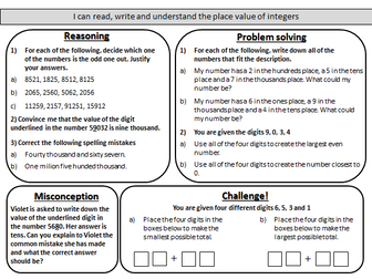 Place value of integers and decimals - mastery worksheets | Teaching ...