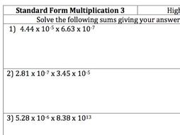 GCSE Maths - Standard Form Multiplication - 30 Questions and Worked ...