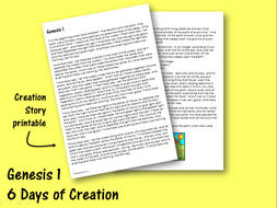 Genesis 1 - 6 Days of Creation | Teaching Resources