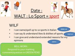 Italian Sport Lesson with resource pack, suitable for beginners or ...