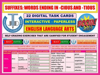 SUFFIXES: WORDS ENDING IN -CIOUS, -TIOUS - BUNDLE | Teaching Resources