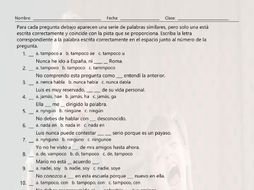 Negation Spelling Challenge Spanish Worksheet | Teaching Resources