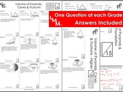 Volume of Cones, Pyramids and Frustums - GCSE Grade Grid | Teaching ...