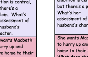 GCSE Revision Structure strips - Macbeth soliloquies: act 1, 5, act 1 ...