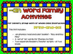 Phonics: phonograms: Word Family -an Activities for Centers, Group or ...