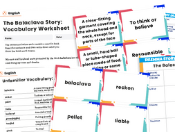 KS2 Reading Comprehension and Writing Plan: The Balaclava Story ...
