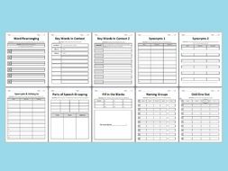 Key Words Worksheet Templates | Teaching Resources