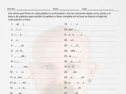 People Descriptions Missing Letters Spanish Worksheet | Teaching Resources