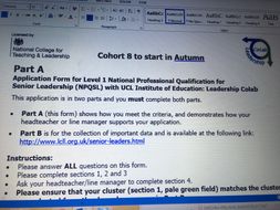 NPQSL original Application form | Teaching Resources