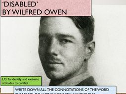 IGCSE KS4 Language Anthology 'Disabled' by Wilfred Owen Analysis Practice | Teaching Resources