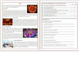 Diwali - Reading Comprehension Worksheet | Teaching Resources
