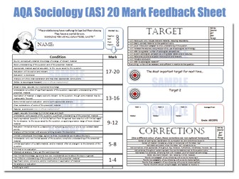 AQA Sociology (AS/A2) Assessment, Feedback, DIRT, MAF,Feedback Sheets ...