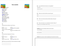 Oliver's Vegetables Reading Comprehension Sheet | Teaching Resources