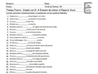 Future Simple Tense with Going To Spanish 4 Worksheet-2 Game-1 Exam ...