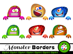 Cartoon Monster Border Clip Art | Teaching Resources