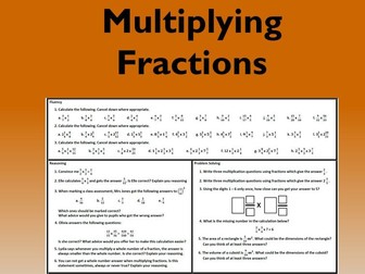 Addition, Subtraction, Multiplication and Division of Fractions Problem ...