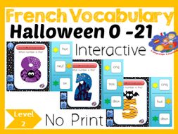 French Numbers 1 - 21 - No Print Interactive Halloween Game | Teaching ...