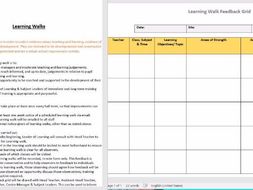 WHOLE SCHOOL - Learning Walk Policy & Feedback Grid Template - Teaching ...