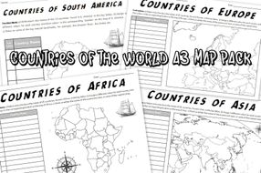 Countries of the World A3 Map Worksheets Pack | Teaching Resources