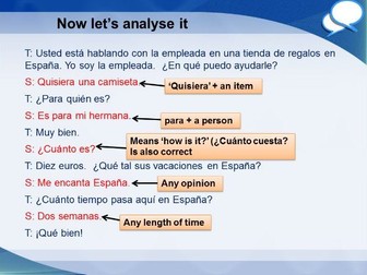 GCSE Spanish foundation role play practice | Teaching Resources