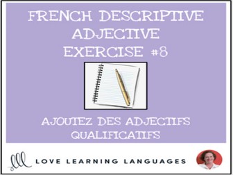 10 French descriptive adjectives exercises BUNDLE + Adjective resource ...