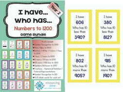 I Have Who Has Game Bundle - Numbers Up to 1200 Plus Fractions ...