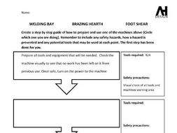 Welding / Brazing / foot shear worksheet | Teaching Resources