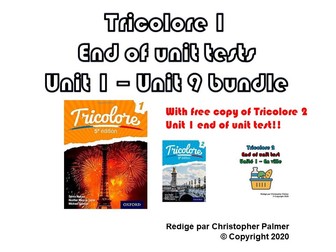 French: Tricolore 1 (5th edition) - Unit 6 end of unit test paper ...
