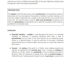Wilfred Owen 'Futility' - Poem Analysis | Teaching Resources