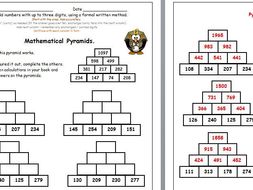 Y3 Formal Written Addition of 3 Digit Numbers: Addition Pyramids ...