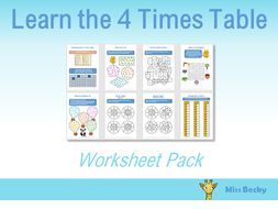 4 Times Table Worksheet Pack | Teaching Resources