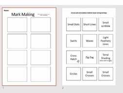 KS3 Art - Introduction to Mark Making - Lesson Activity | Teaching ...
