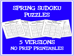 Spring vocabulary sudoku puzzles | Teaching Resources