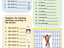 Las partes del cuerpo - Verbo doler KS3 | Teaching Resources