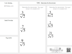 Rationalise the Denominator | Teaching Resources