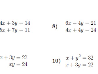 Simultaneous equations worksheets (with detailed solutions) | Teaching ...