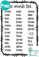 Phonics words list - ff ll ss zz (sample) | Teaching Resources