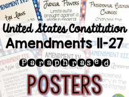 Constitutional Amendments 11-27 Paraphrased POSTERS | Teaching Resources