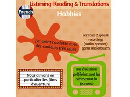 Talking about hobbies: French listening-reading-Translations (including ...