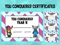 End of year certificates: "You've Conquered..." | Teaching Resources