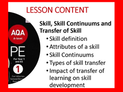 PE A Level NEW - Skill Continua and Transfer of Learning PPT | Teaching ...