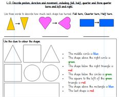 Describing Position, Direction and Movement. Differentiated Worksheets ...