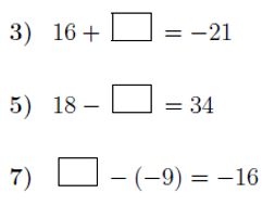 Addition and subtraction of integers: Finding missing numbers worksheet ...
