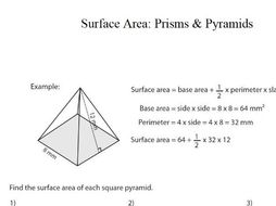 GCSE Maths Revision Surface Area of Prisms and Pyramids | Teaching ...