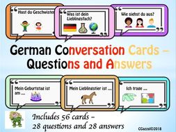 German – Conversation Cards – Questions and Answers. | Teaching Resources