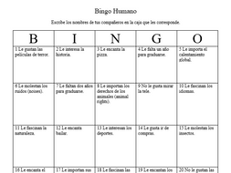 B.I.N.G.O. Humano - Verbos Como Gustar (Human BINGO - Verbs Like Gustar ...